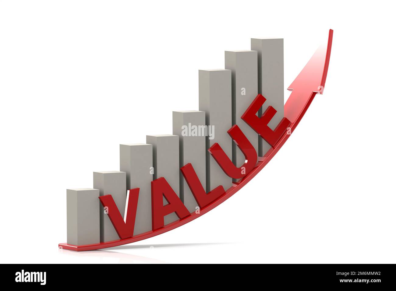 Bar chart with value word and growing up arrow Stock Photo - Alamy
