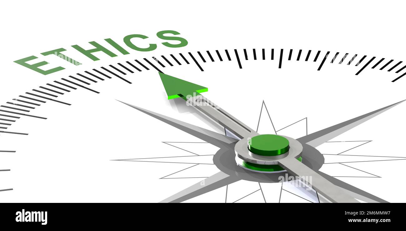 Ethics word on white compass Stock Photo - Alamy
