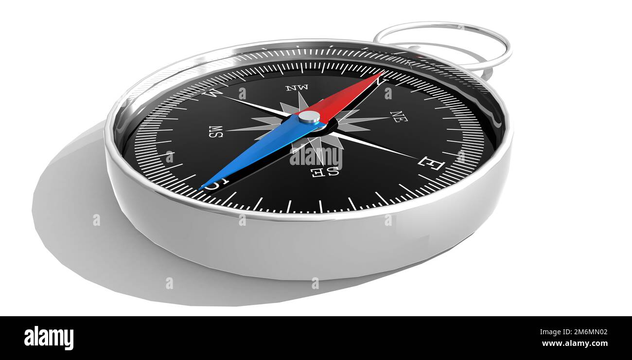 Detail of compass with blue and red needle Stock Photo - Alamy