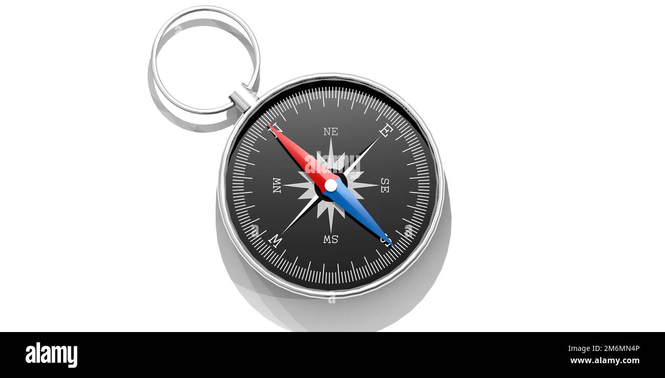 Detail of compass with blue and red needle Stock Photo - Alamy