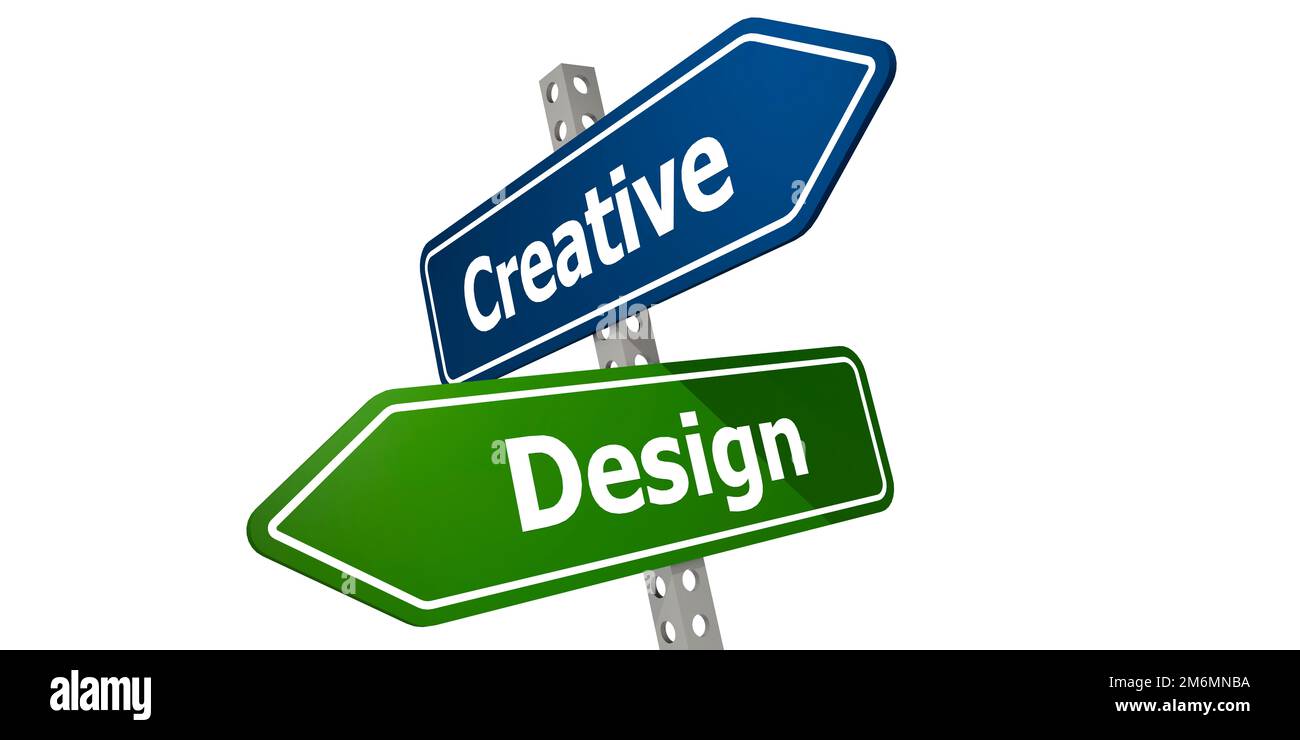 Road sign with creative design word Stock Photo - Alamy