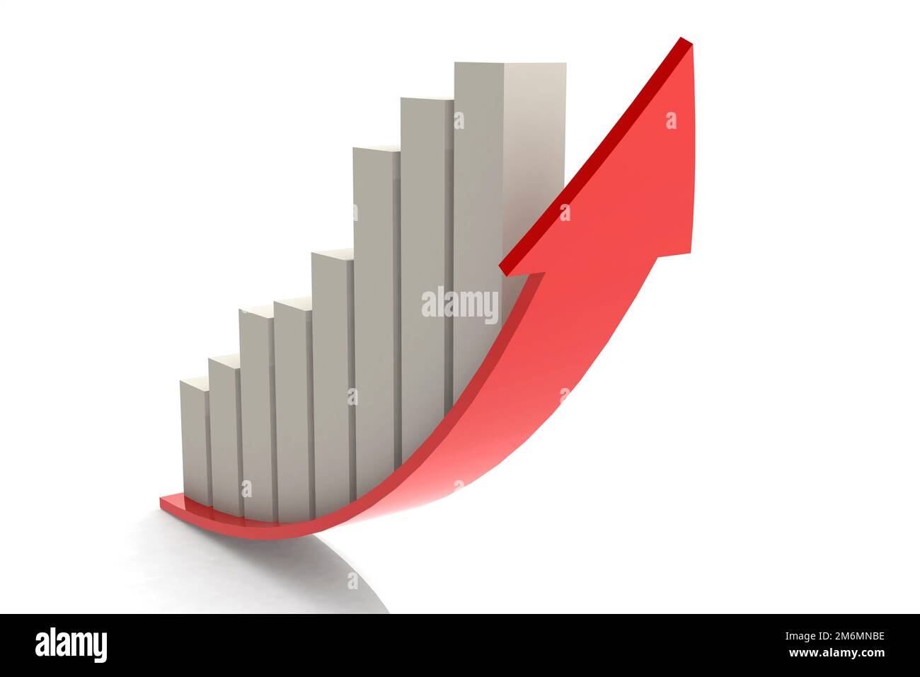 White bar chart on the red arrow Stock Photo - Alamy