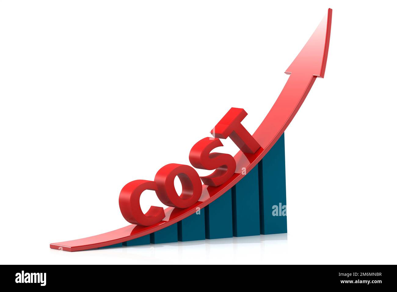 Bar chart with cost is growing up arrow Stock Photo - Alamy
