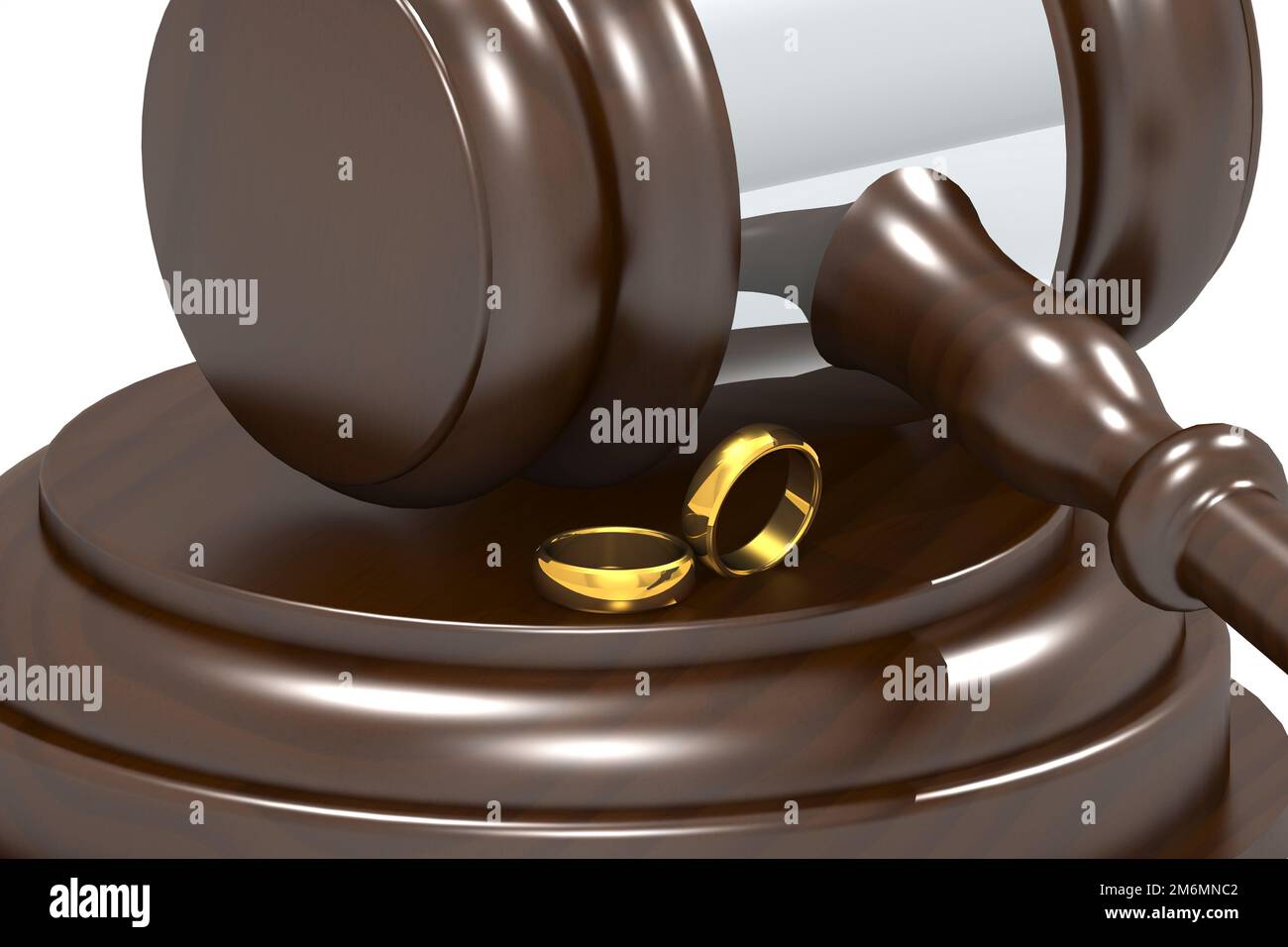 Wooden judge gavel and golden ring Stock Photo - Alamy