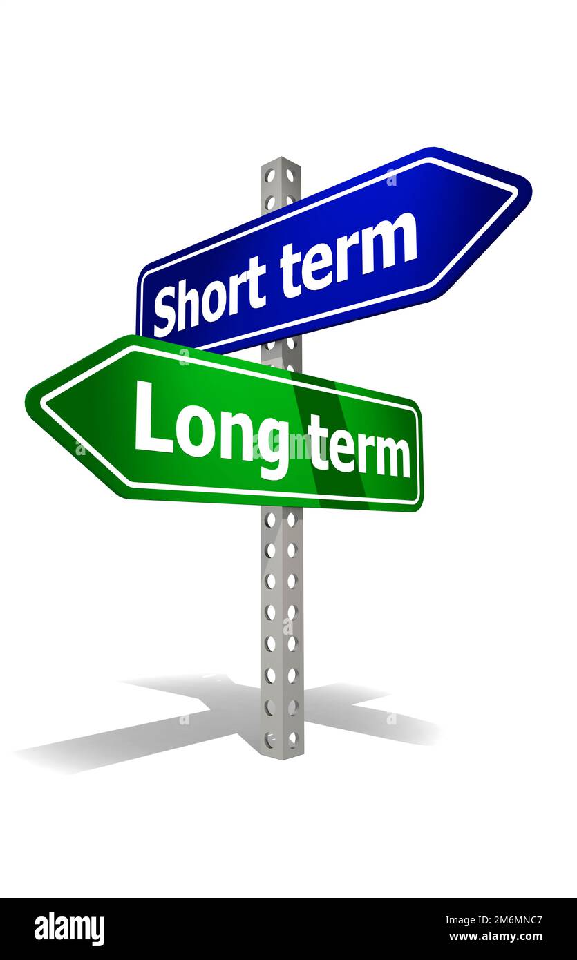 Road sign with short and long term word Stock Photo - Alamy