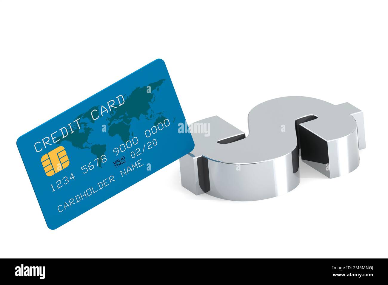 Dollar sign and blue credit card isolated on white background Stock ...
