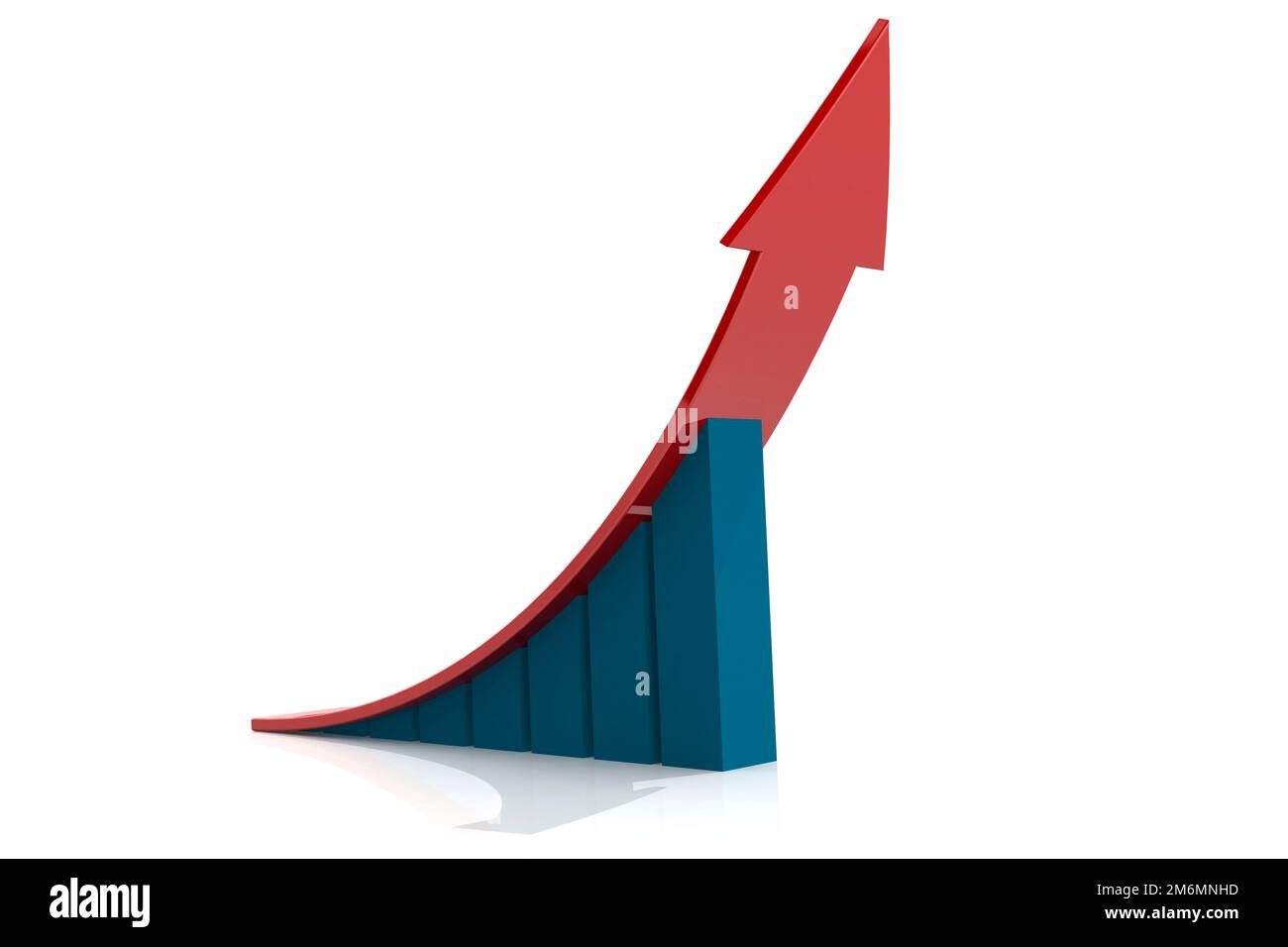 Bar chart with growing up arrow Stock Photo - Alamy