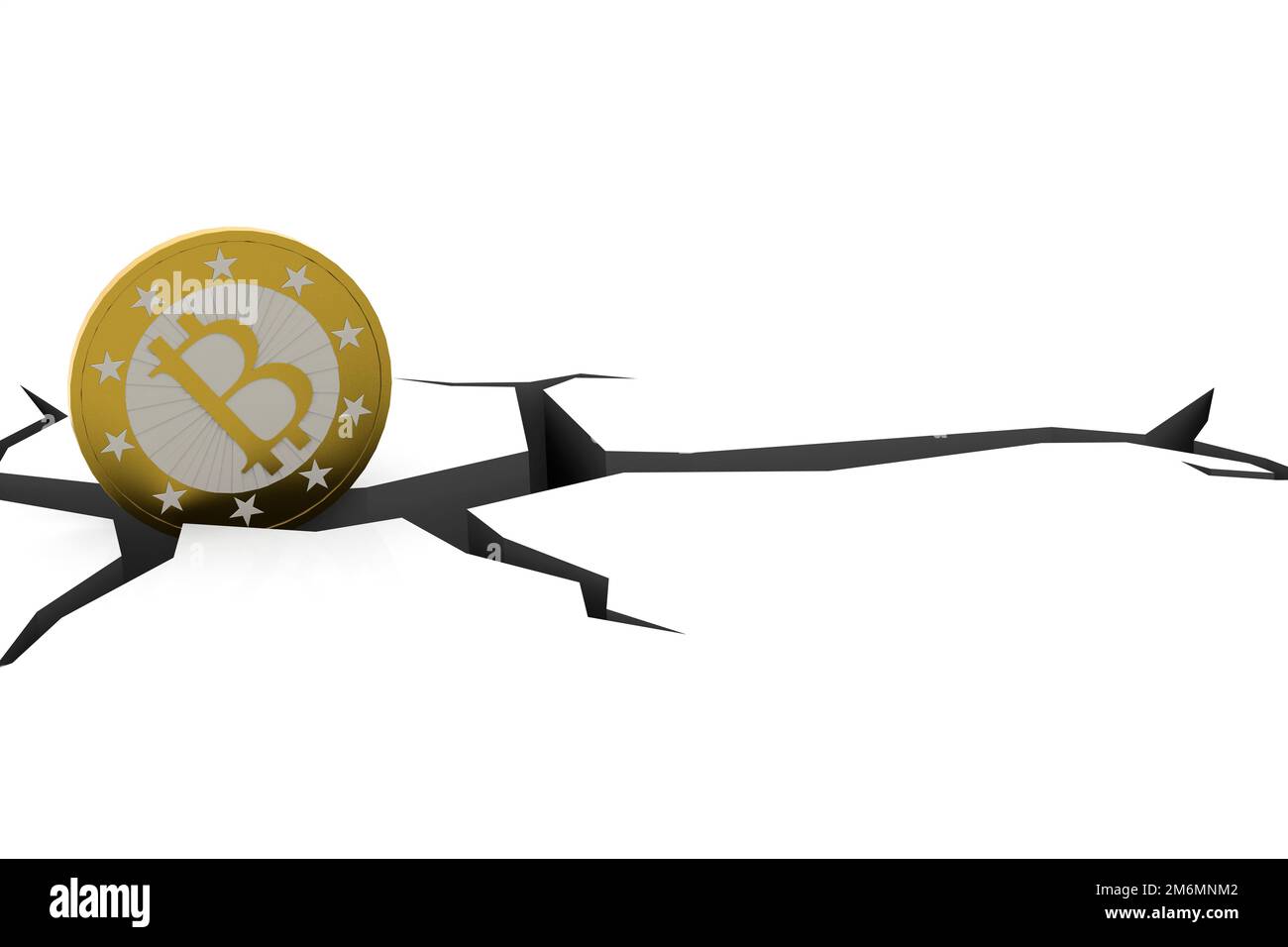 Crack ground and bitcoin isolated Stock Photo - Alamy