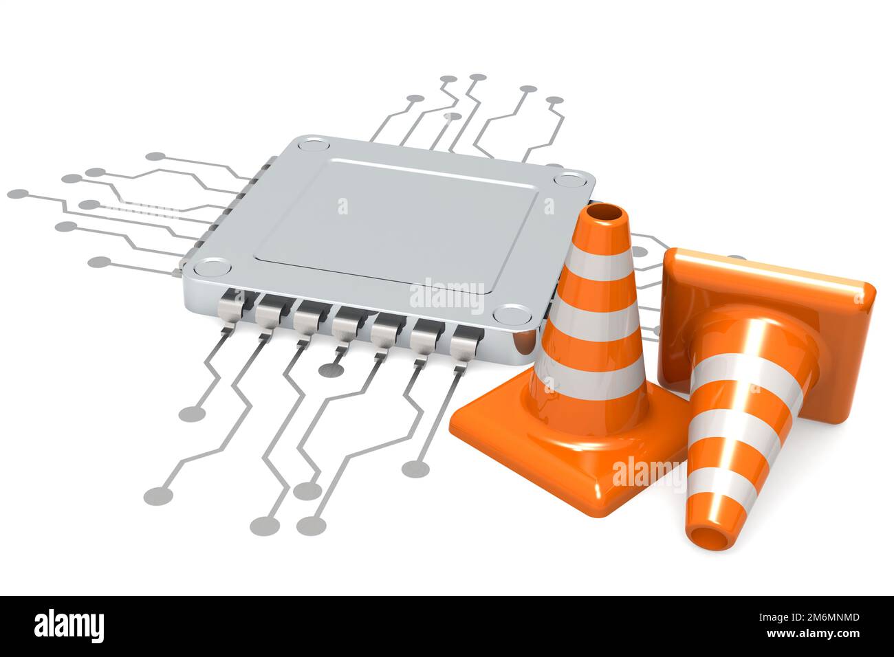 Computer chip and traffic cones isolated Stock Photo - Alamy