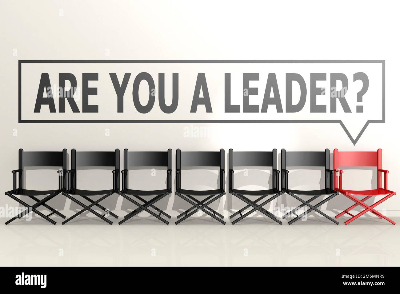 Row of chairs with are you a leader text on the wall Stock Photo - Alamy