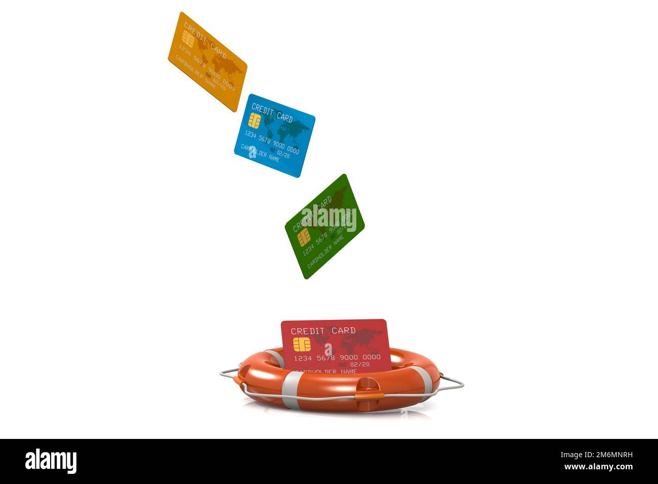 Lifebuoy and credit cards falling Stock Photo - Alamy