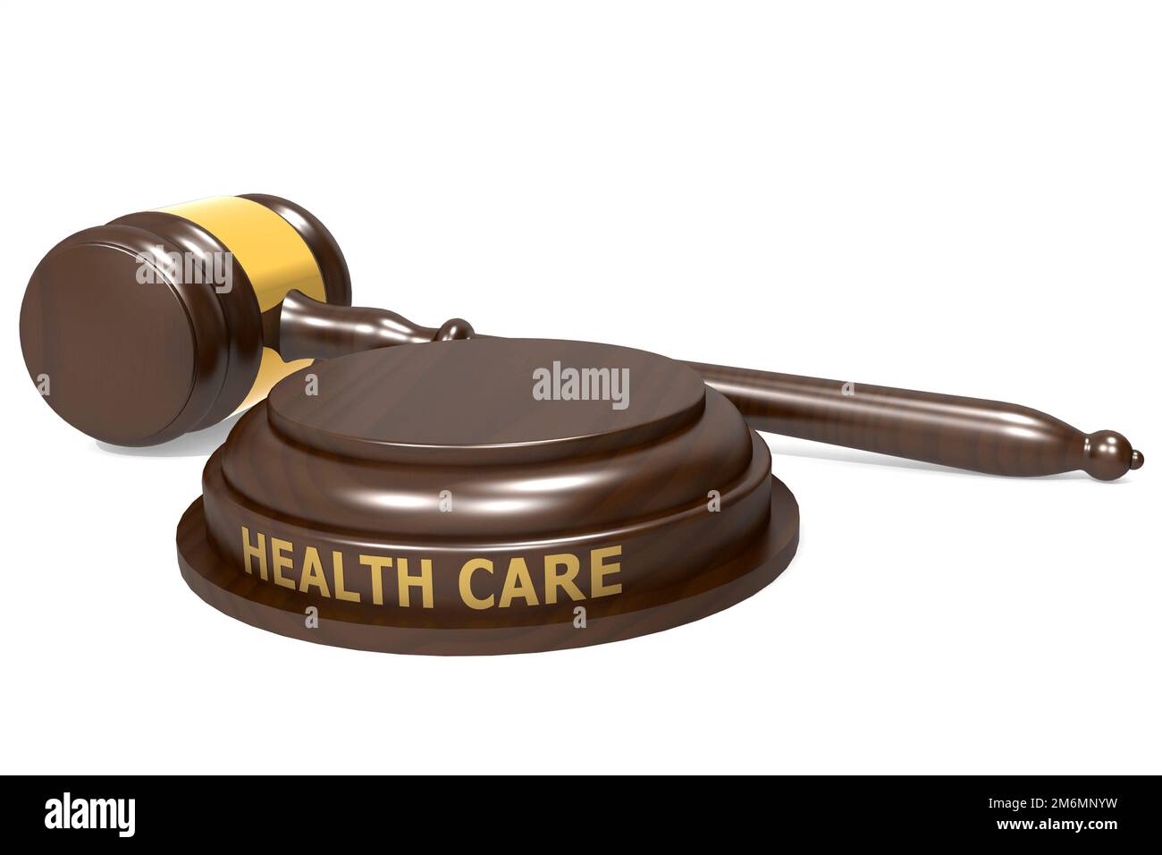 Wooden judge gavel with health care word Stock Photo - Alamy