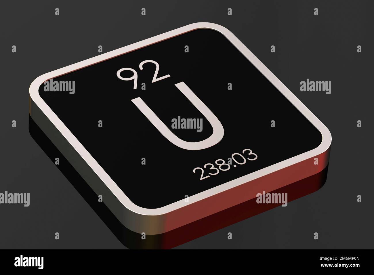 Uranium element from periodic table on black square block Stock Photo ...