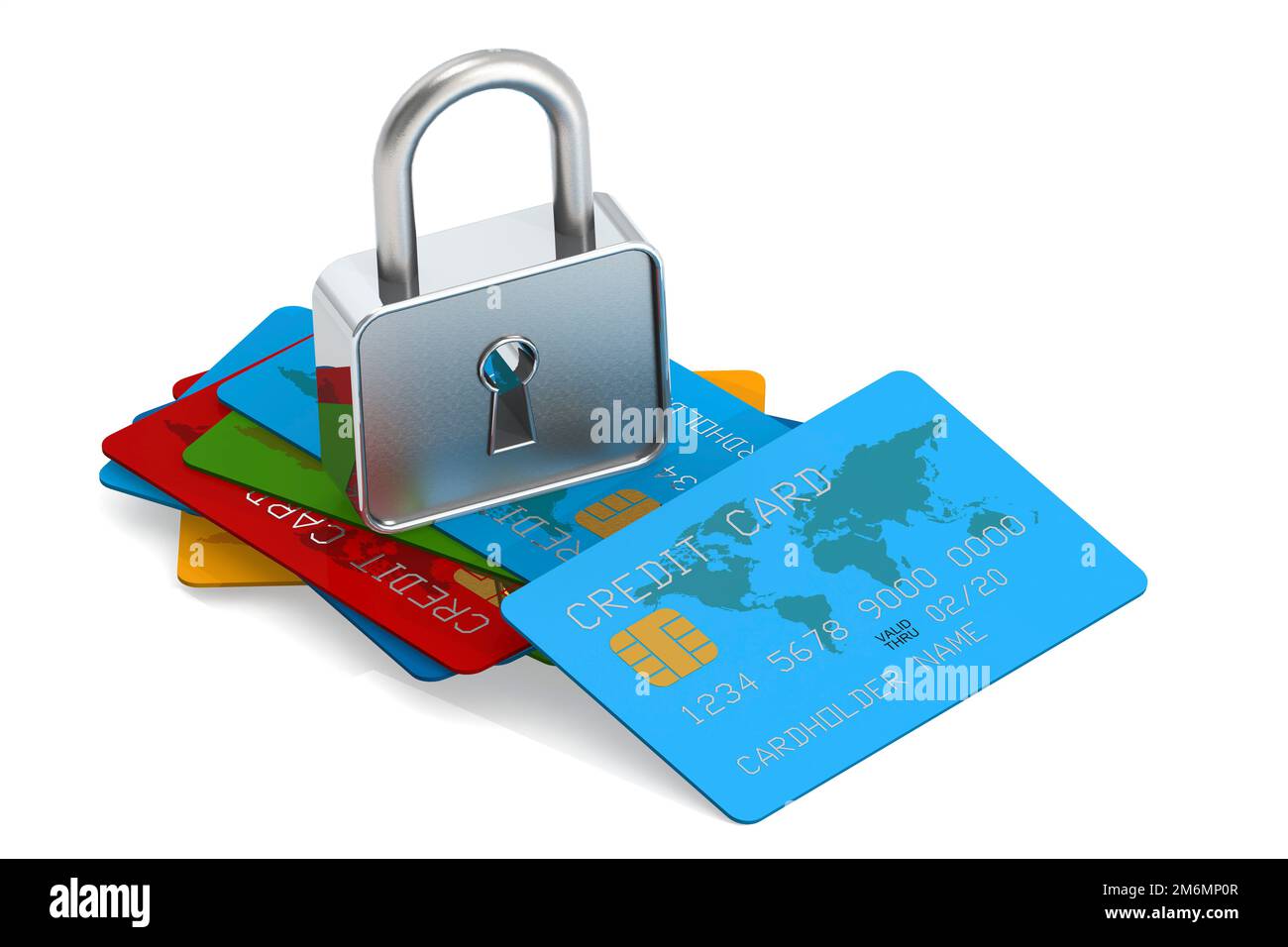 Padlock and stack of credit cards Stock Photo - Alamy