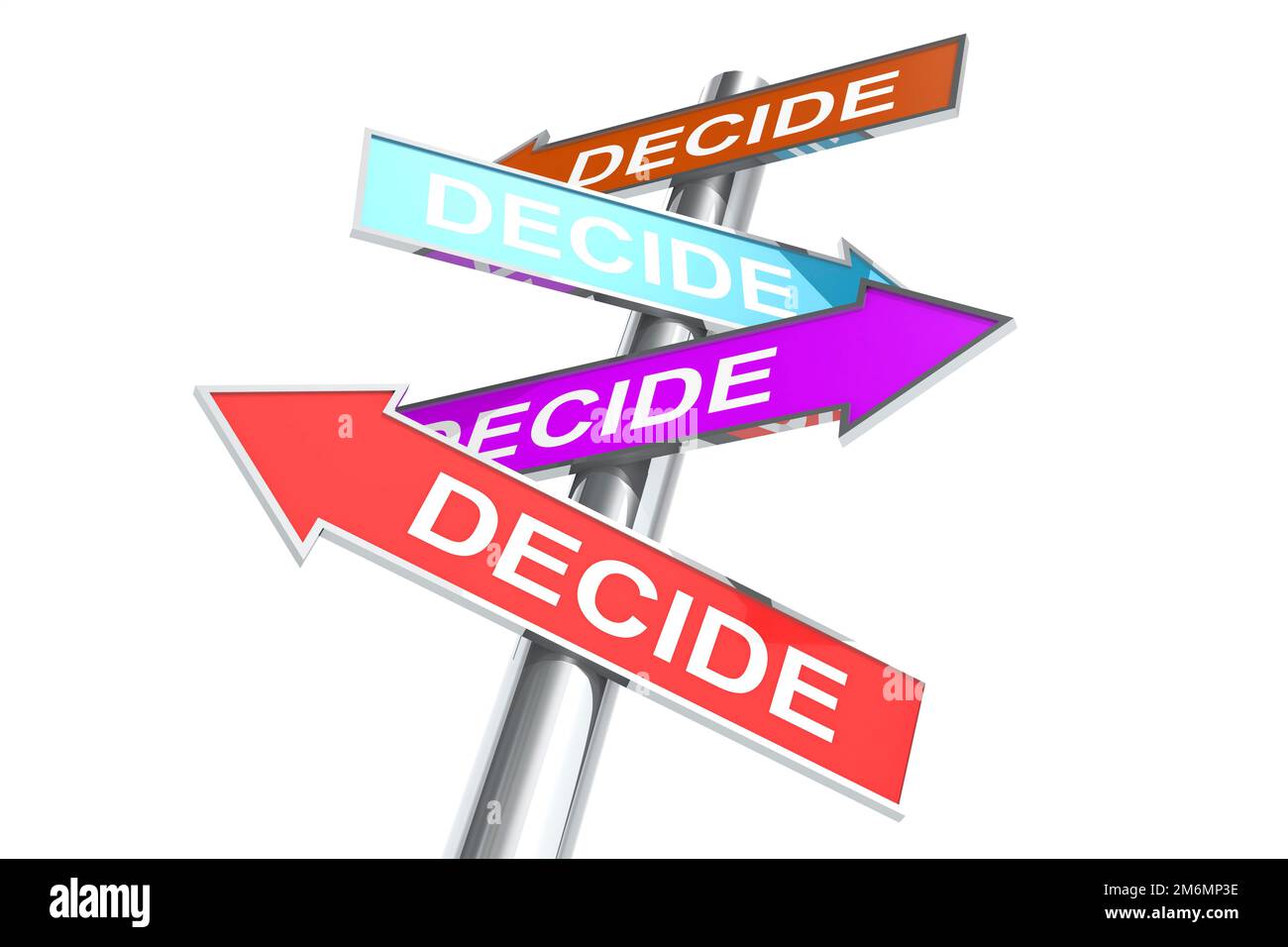 Direction street post with word decide on colorful banner Stock Photo ...
