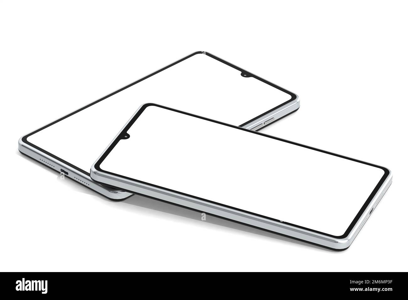 Two mobile phones isolated on white background Stock Photo - Alamy