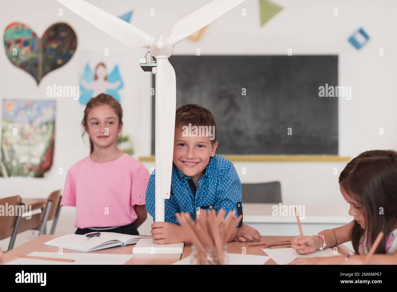 Elementary School Stem Robotics Classroom Diverse Group of Children ...