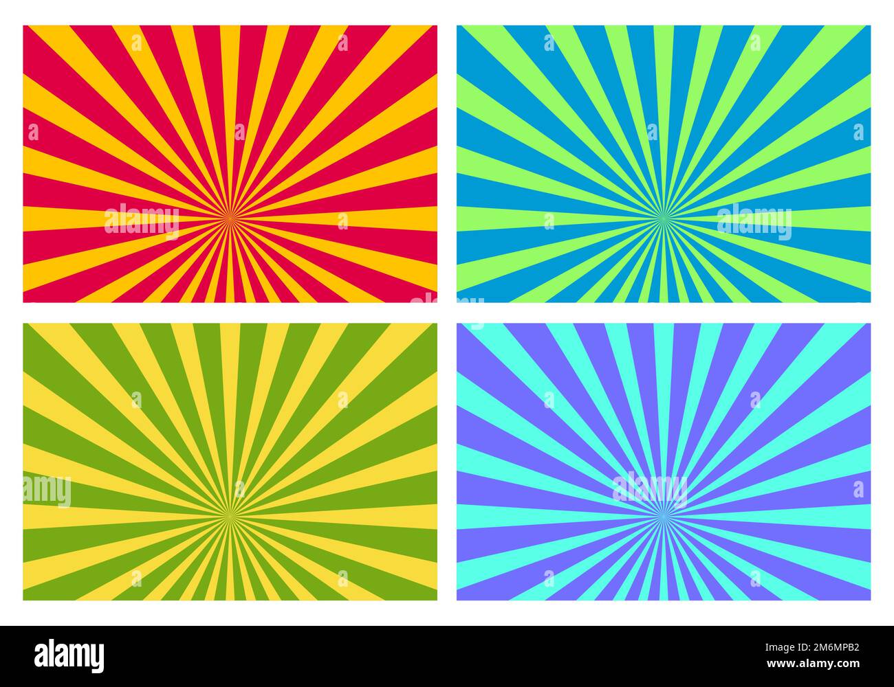 Colorful Radial Sun Rays Retro Vector Background Element Set Stock ...