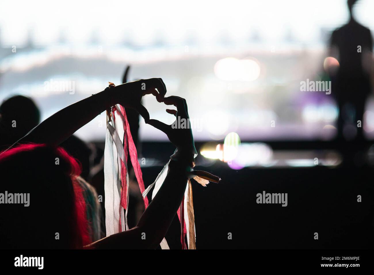 Crowd partying stage lights live concert summer music festival Stock ...