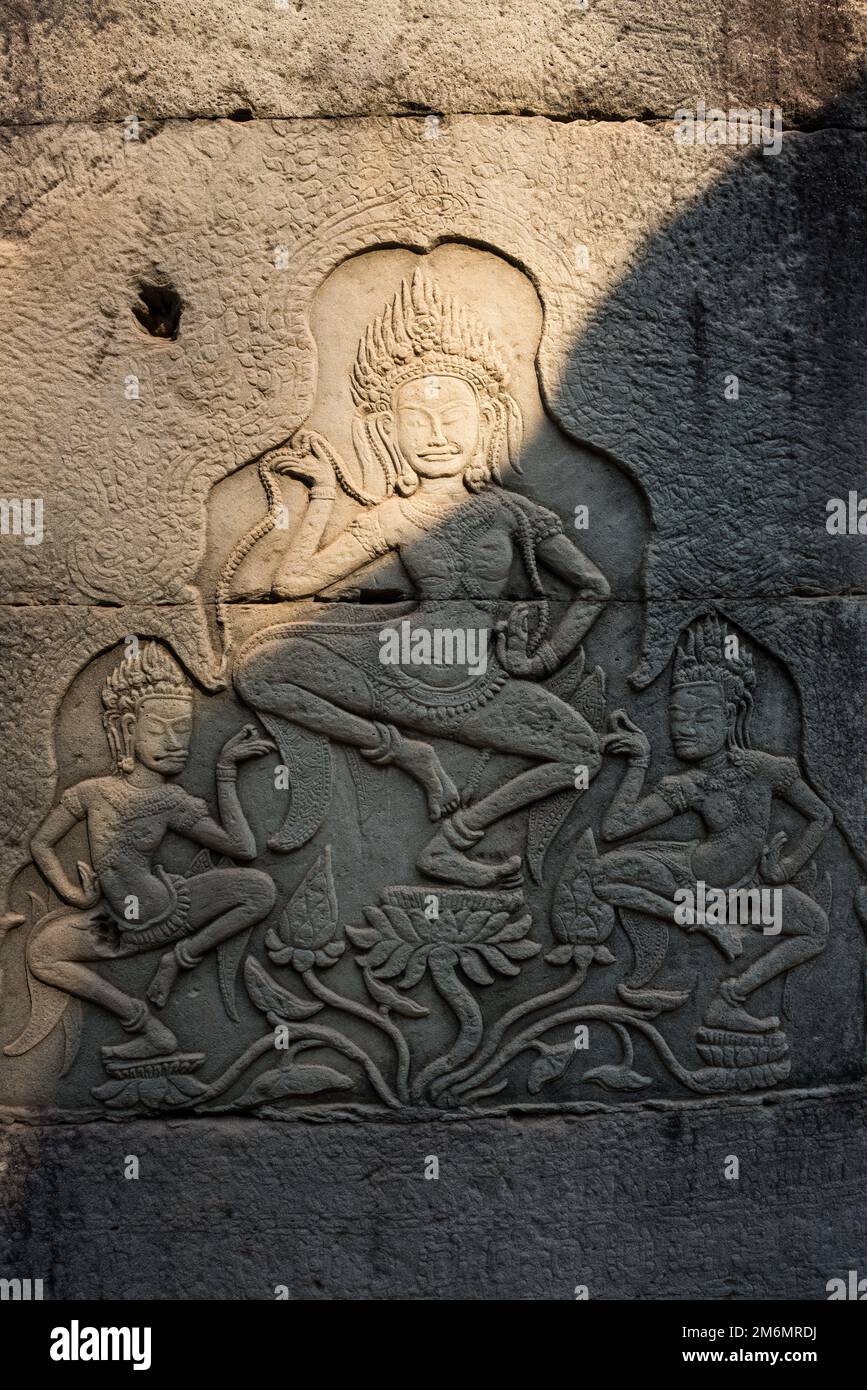 Angkor bayon giant statues Stock Photo - Alamy