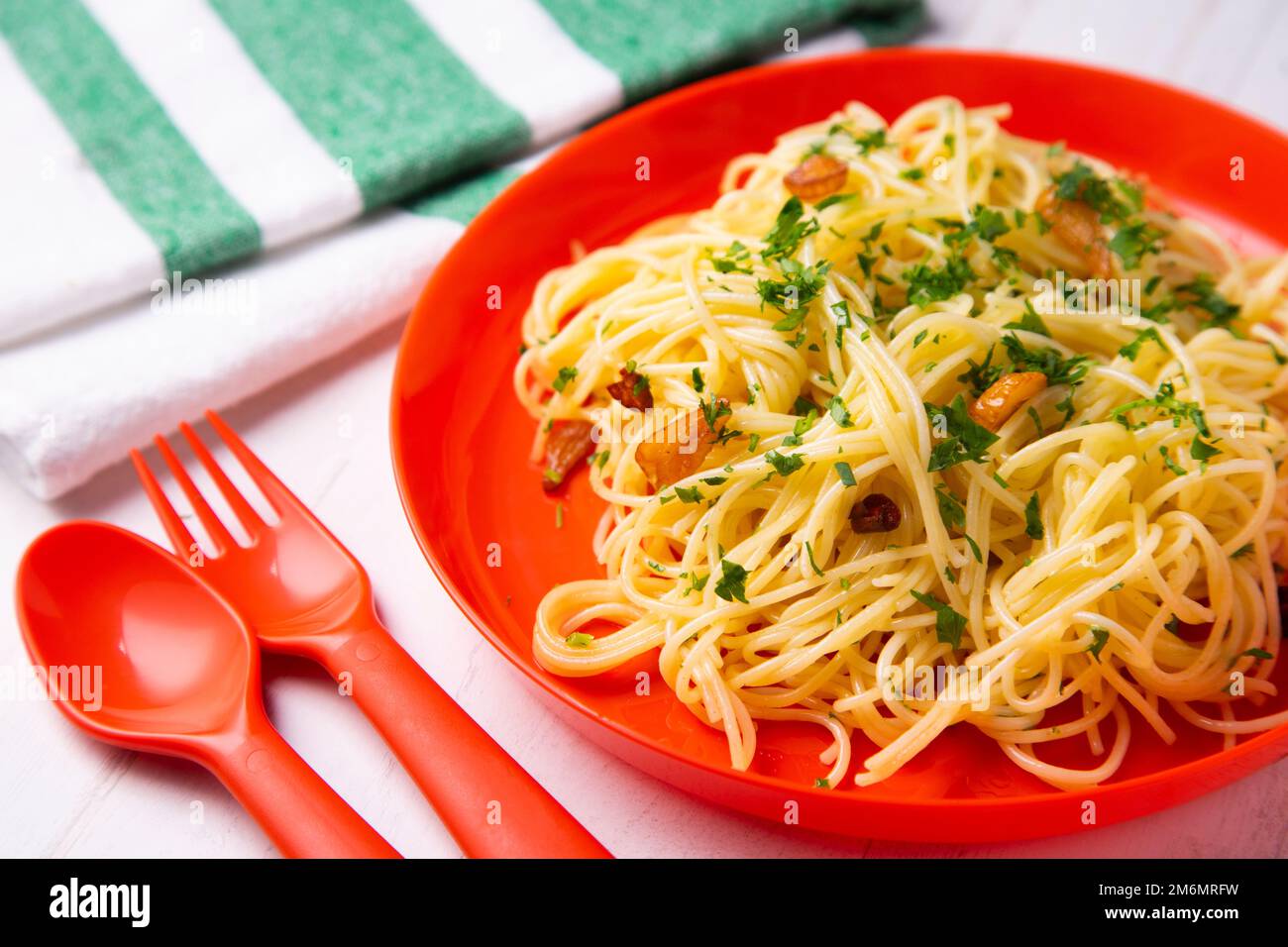 Spaghetti aglio e olio is a traditional Italian pasta dish from Naples ...