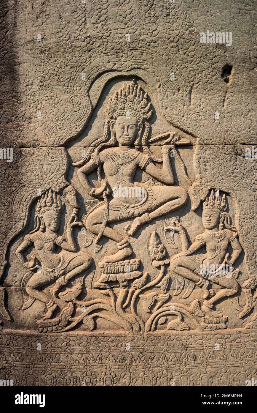 Angkor bayon giant statues Stock Photo - Alamy