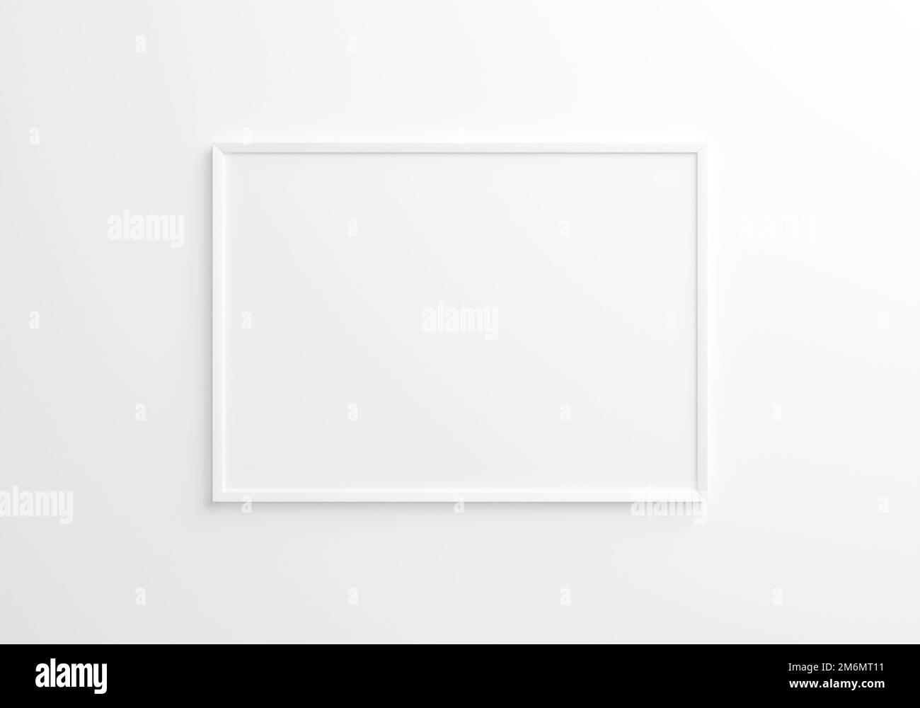 white horizontal frame mockup on white wall. 3d rendering Stock Photo ...