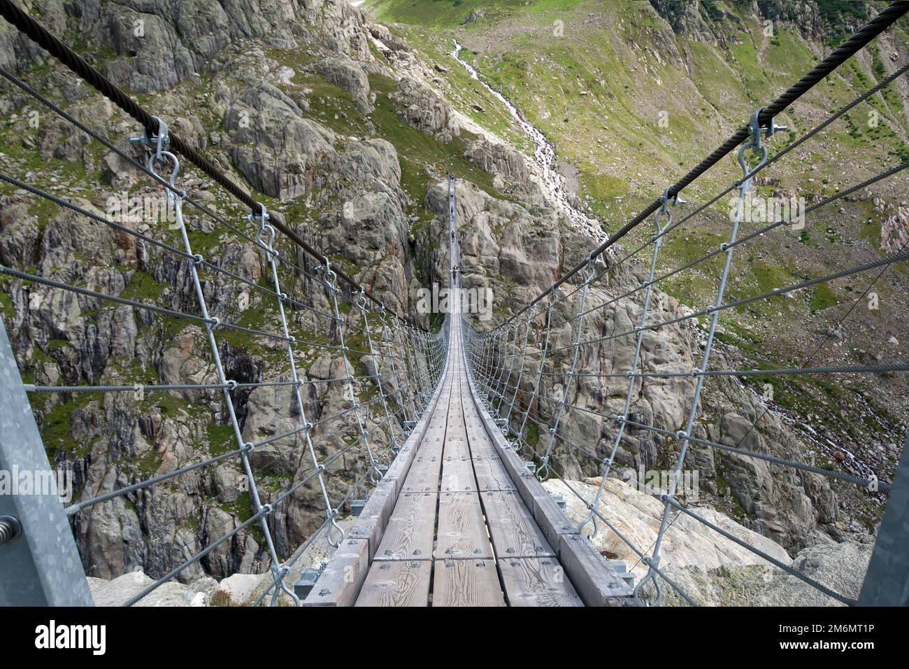 Trift suspending bridge near Trift Glacier in Switzerland, the longest ...