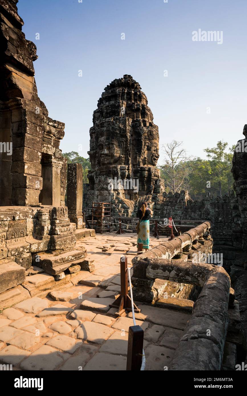 Angkor bayon giant statues Stock Photo - Alamy