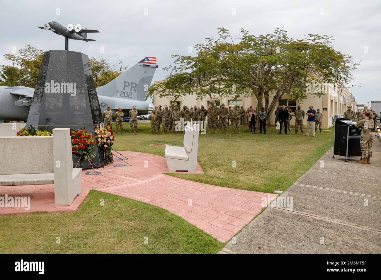 U.S. Airmen with the 156th Wing, Puerto Rico Air National Guard, honor ...