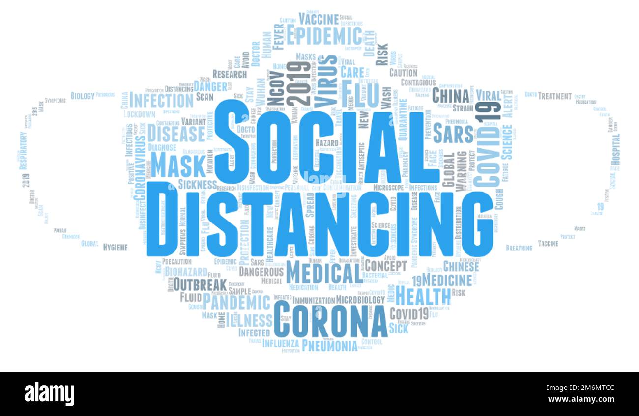 Social distancing word cloud concept on white background Stock Photo ...