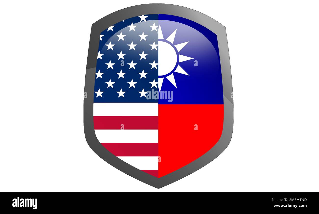 Taiwan Republic of China and USA flags with shield Stock Photo - Alamy