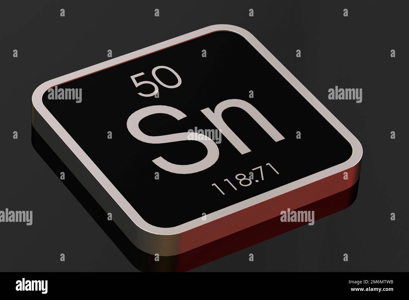 Tin element from periodic table on black square block Stock Photo - Alamy