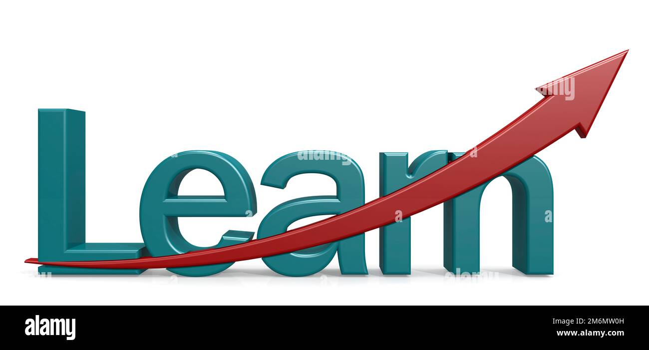 Learn word with upward red arrow Stock Photo - Alamy