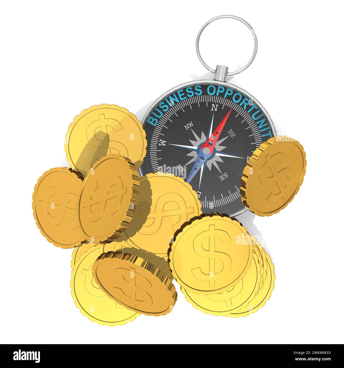 Business opportunity concept with compass and gold coins Stock Photo ...