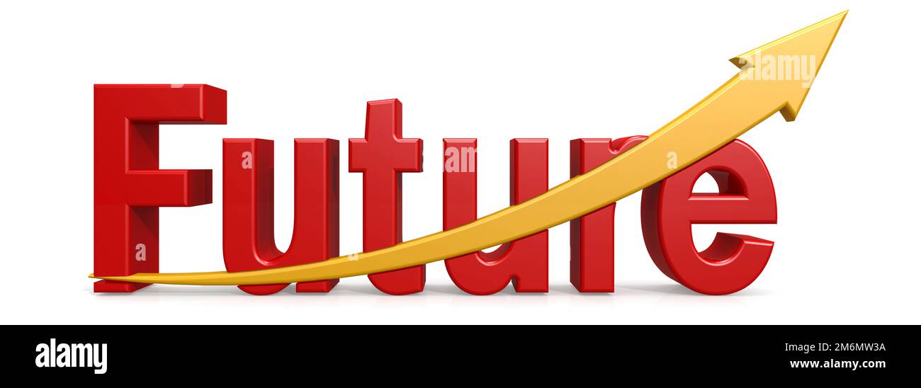 Future word with upward golden arrow Stock Photo - Alamy