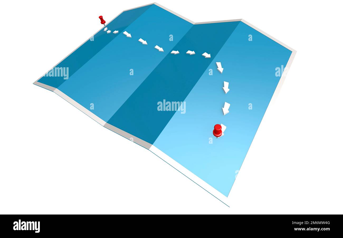 Arrow path with thumb pin Stock Photo - Alamy