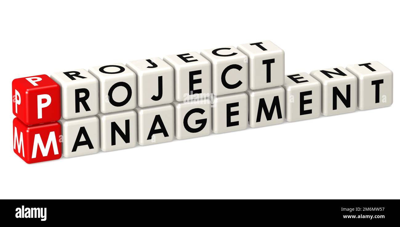 Project management crossword cube Stock Photo - Alamy