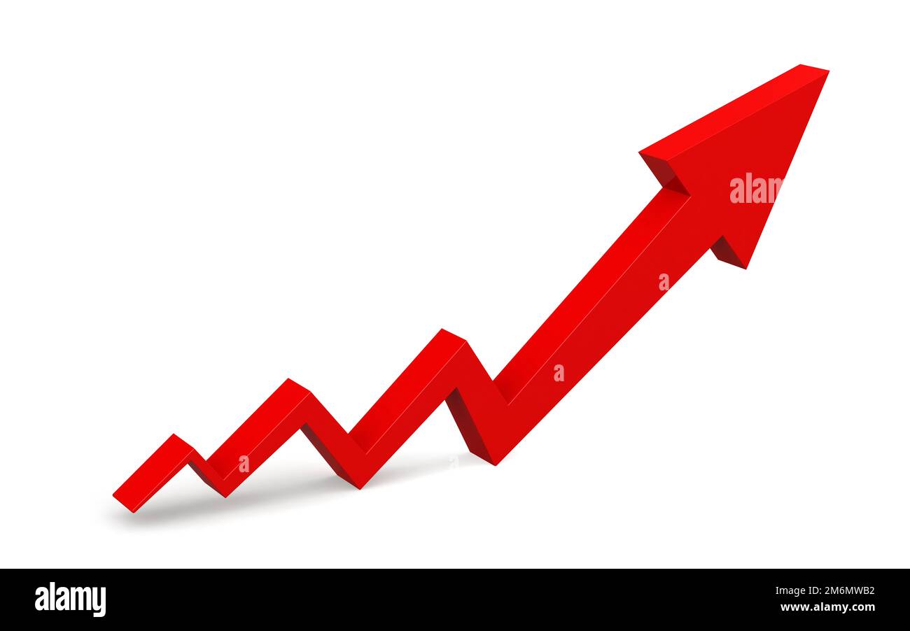 Red arrow with white background Stock Photo - Alamy