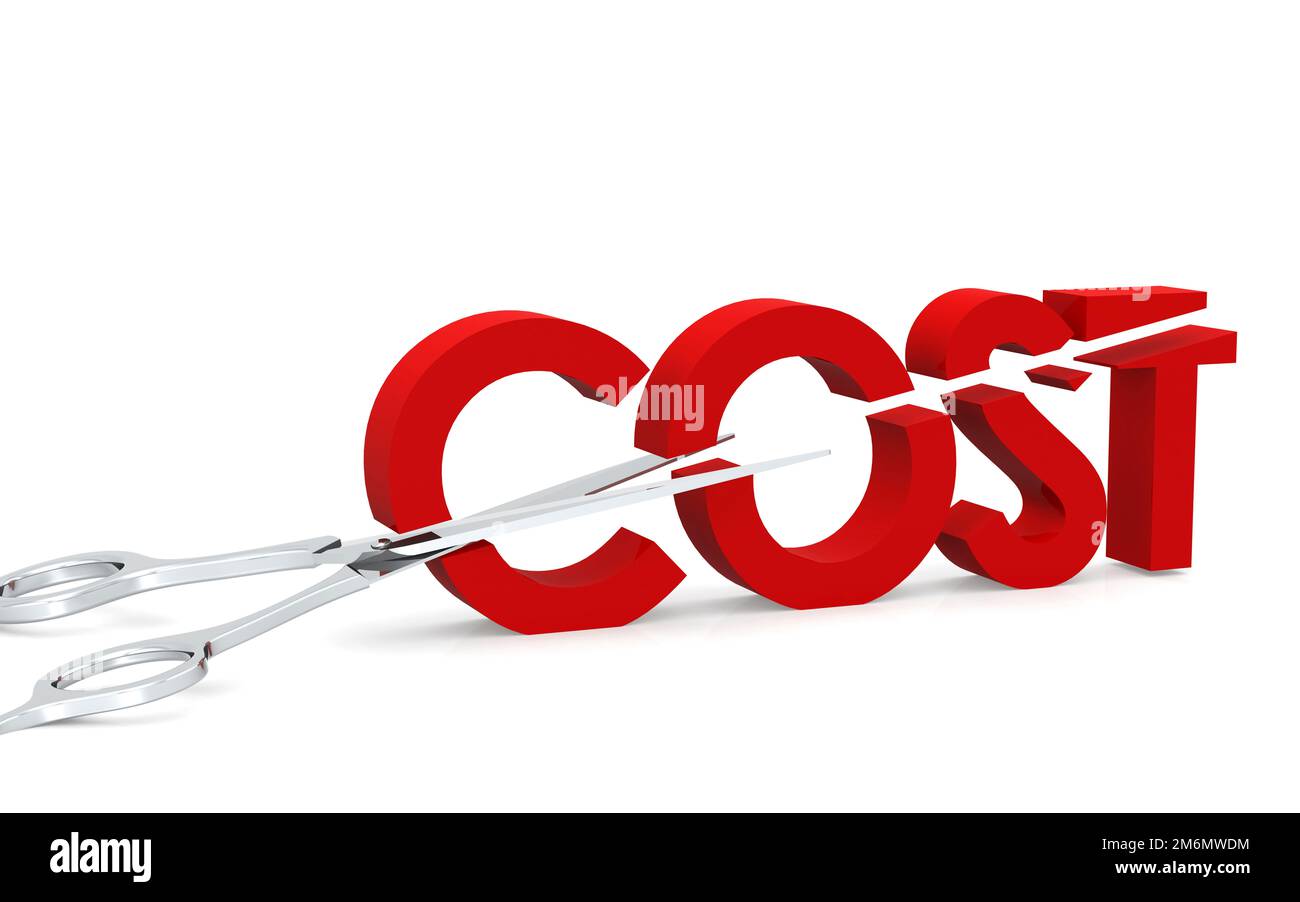 Scissor cut the cost word Stock Photo - Alamy