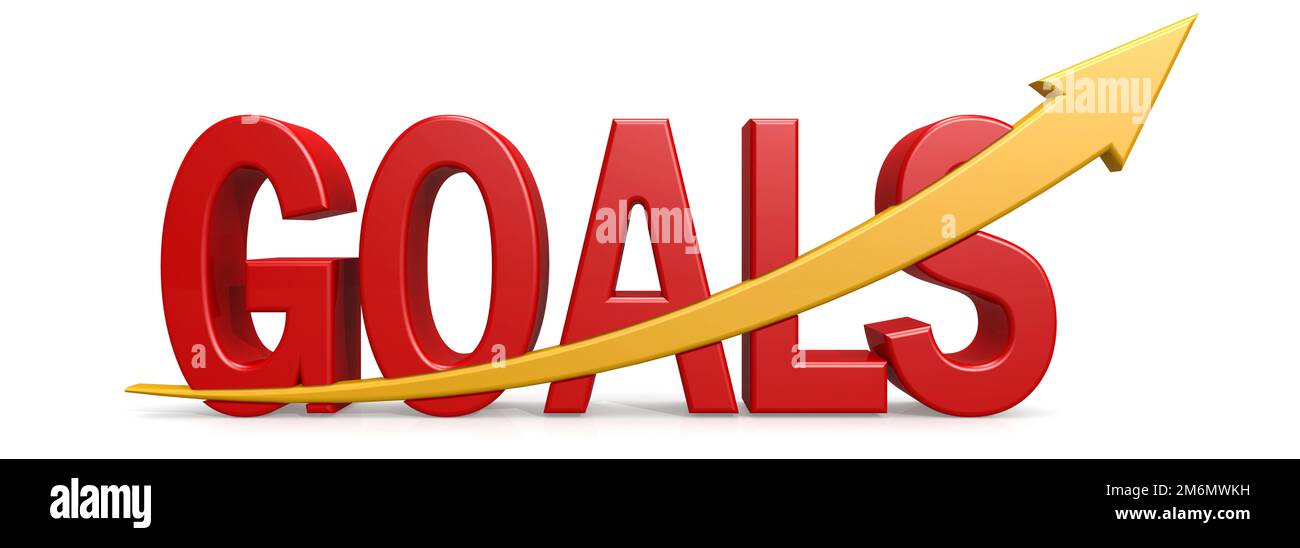 Goals word with upward golden arrow Stock Photo - Alamy