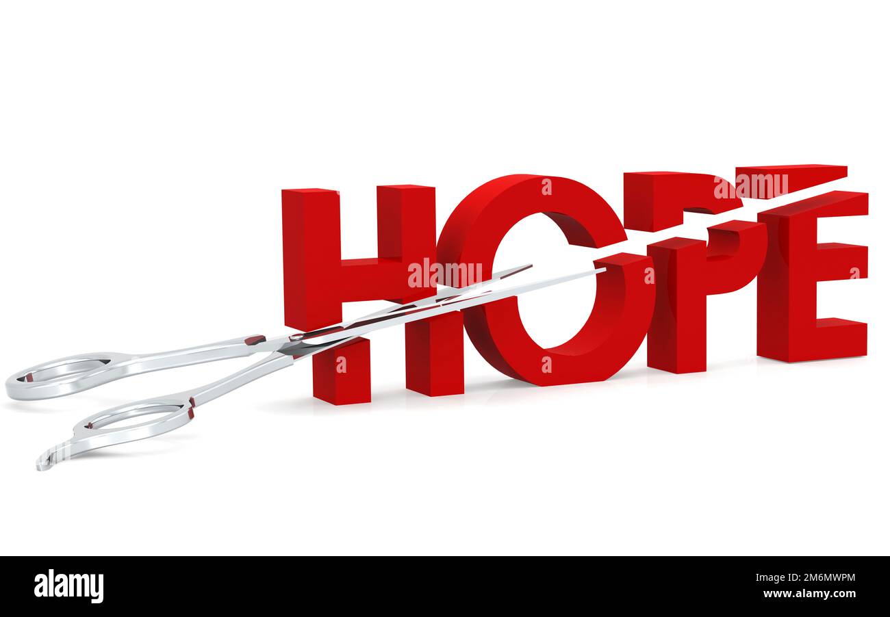 Scissor cut the hope word Stock Photo - Alamy
