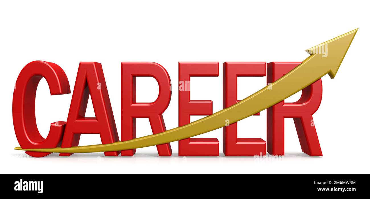 Career word with upward golden arrow Stock Photo - Alamy
