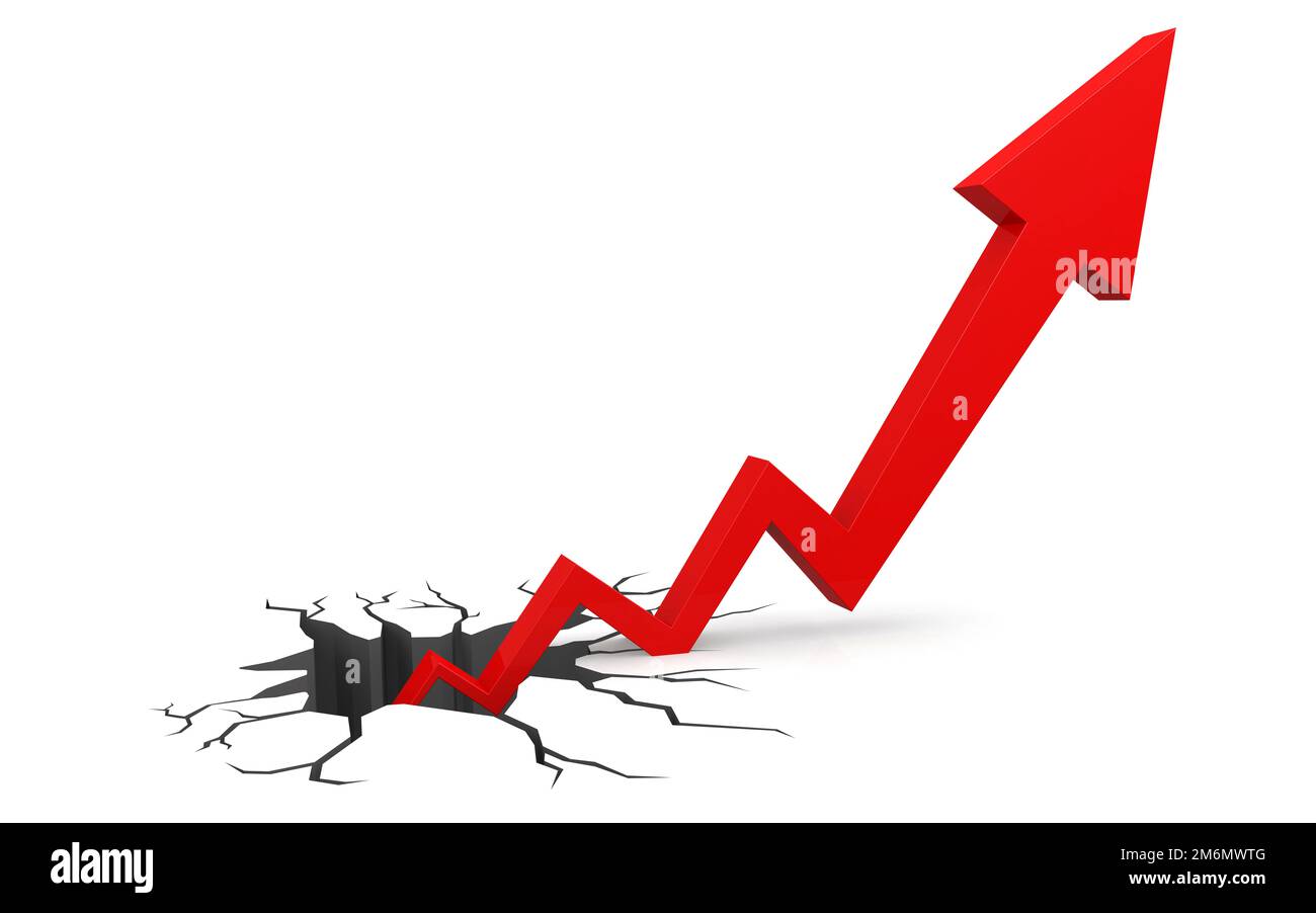 Red arrow break out from ground Stock Photo - Alamy