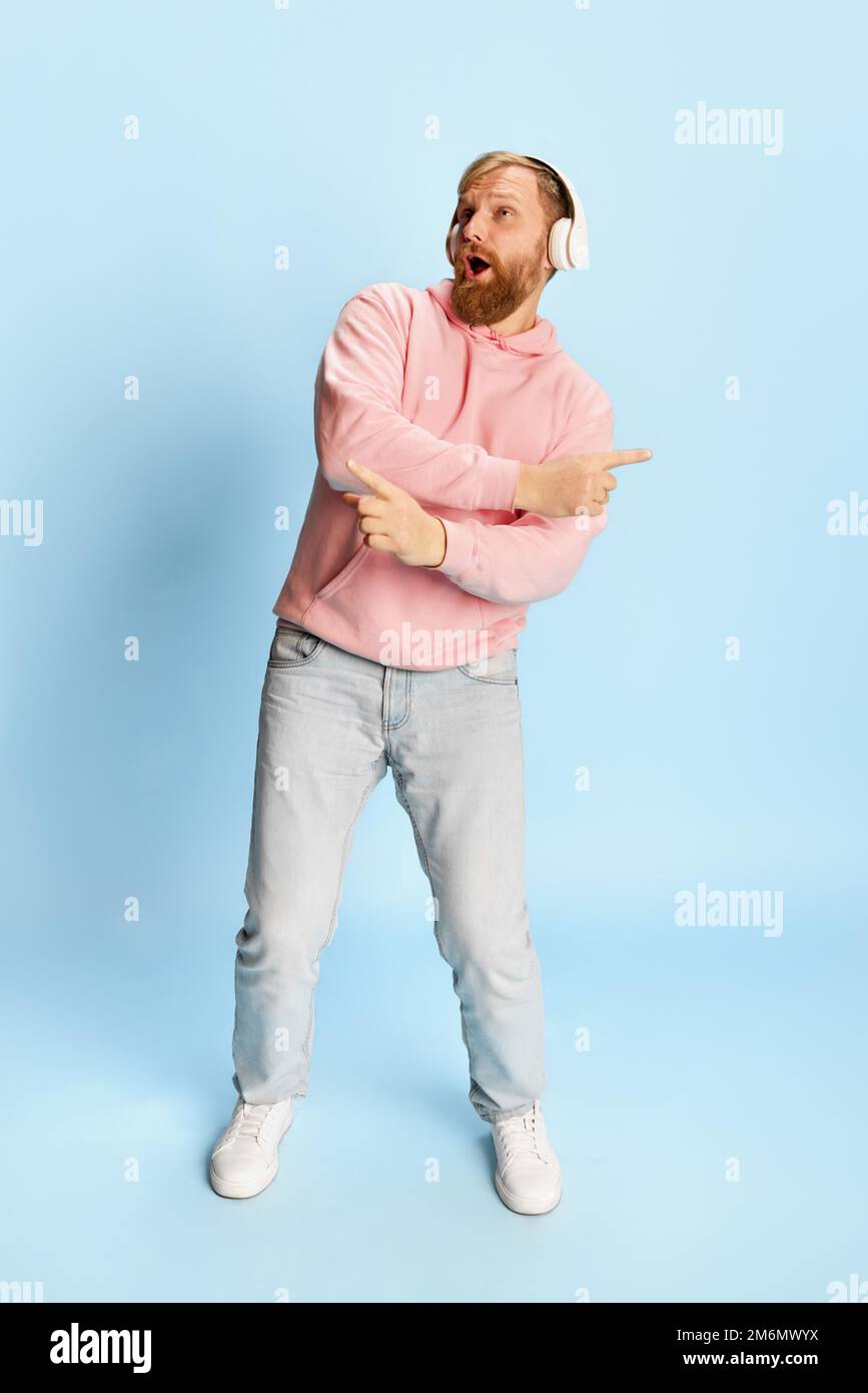 Crazy man dancing over pink hi-res stock photography and images - Alamy