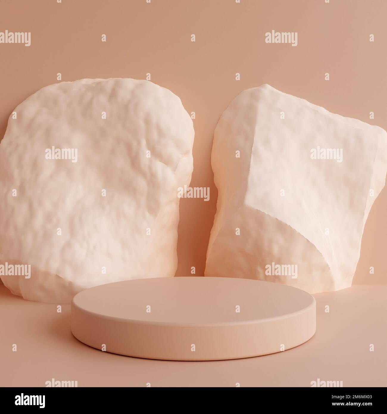 Minimalist simple cylinder podium or pedestal display with pastel color ...