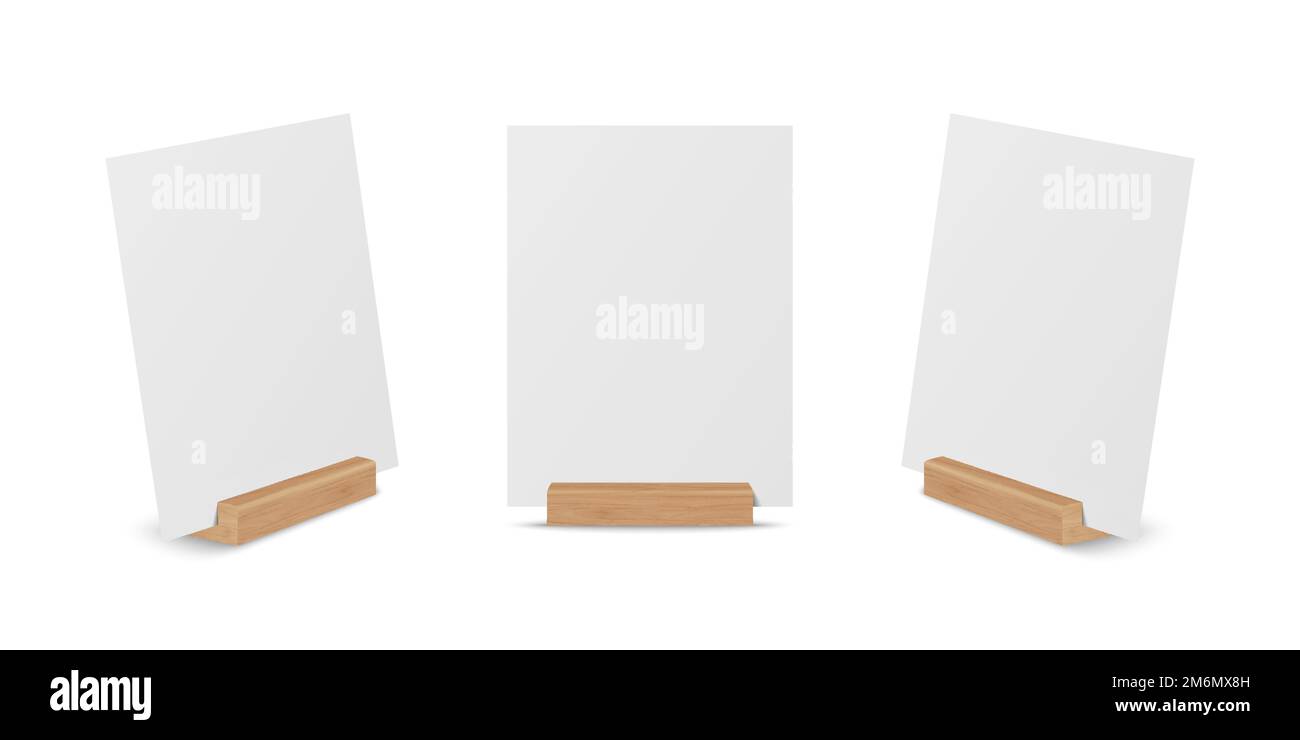 Vector 3d Realistic White Blank A4 Vertical Paper Sheet, Card on Wooden ...