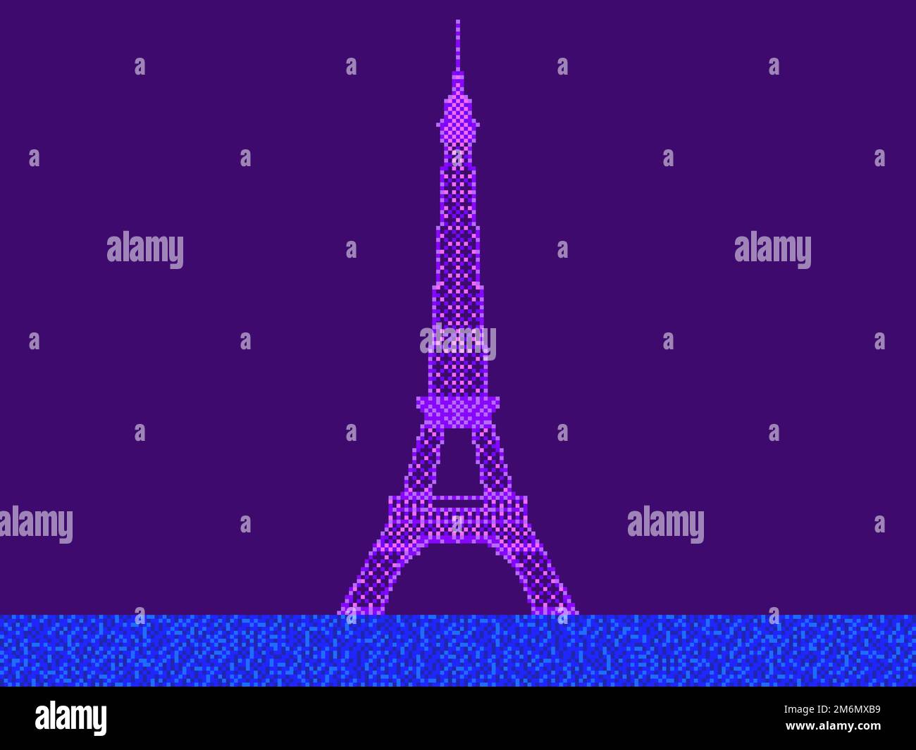 Landscape with Eiffel Tower in pixel art style. 8-bit Eiffel Towers ...