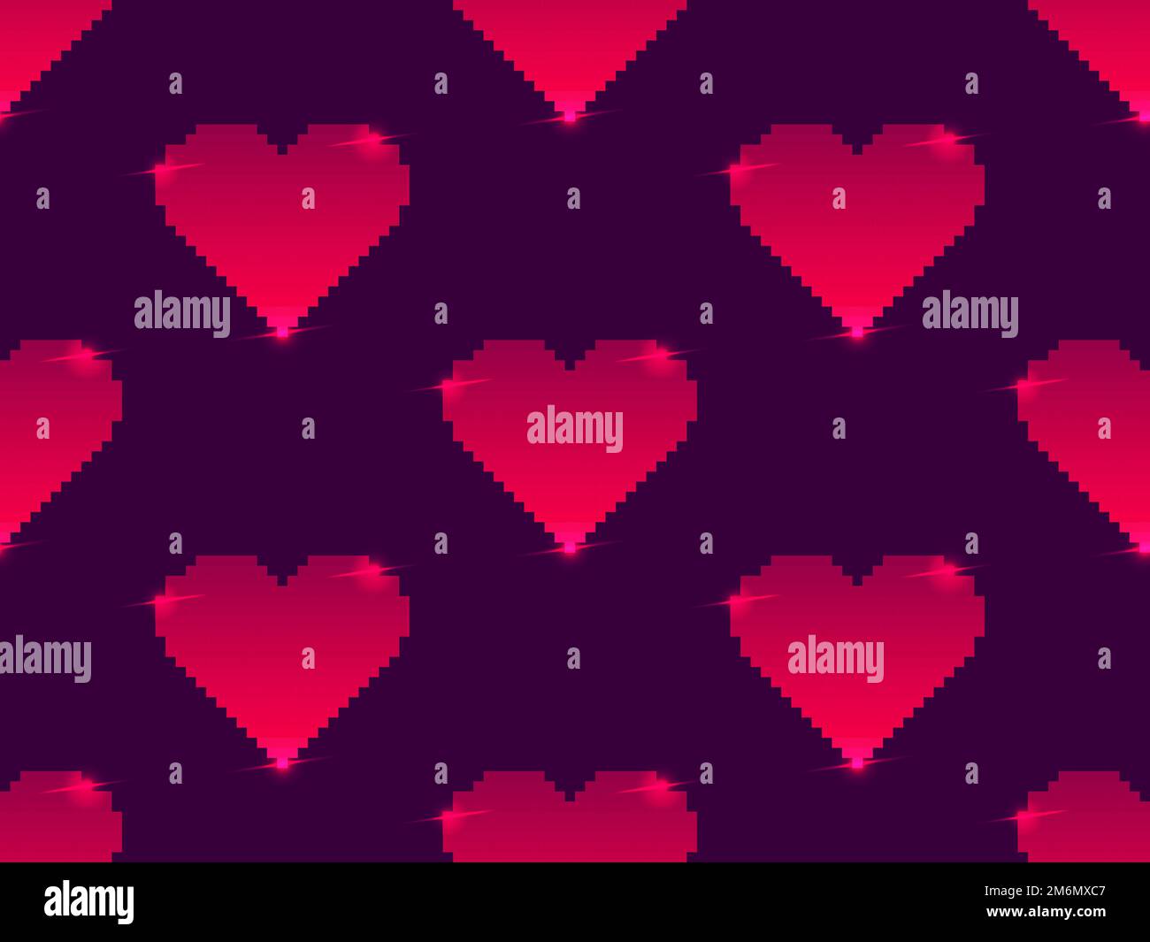 Seamless pattern with pixel hearts and gradient colors. Happy Valentine ...