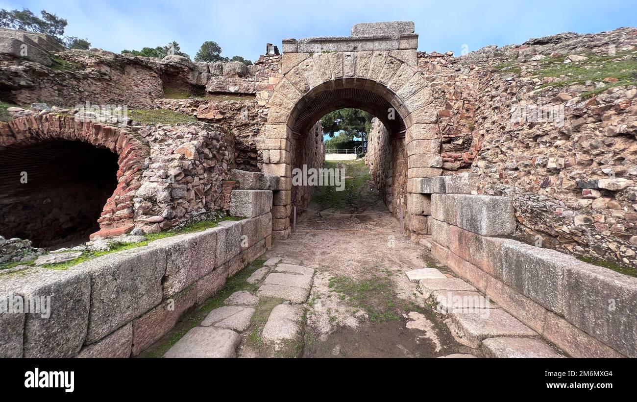 Access to the Roman amphitheater of Merida Stock Photo - Alamy